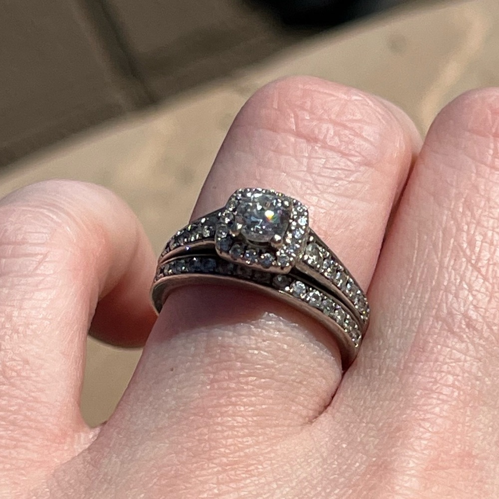 Princess Cut Wedding Band And Wedding Ring Soldered T… - Gem